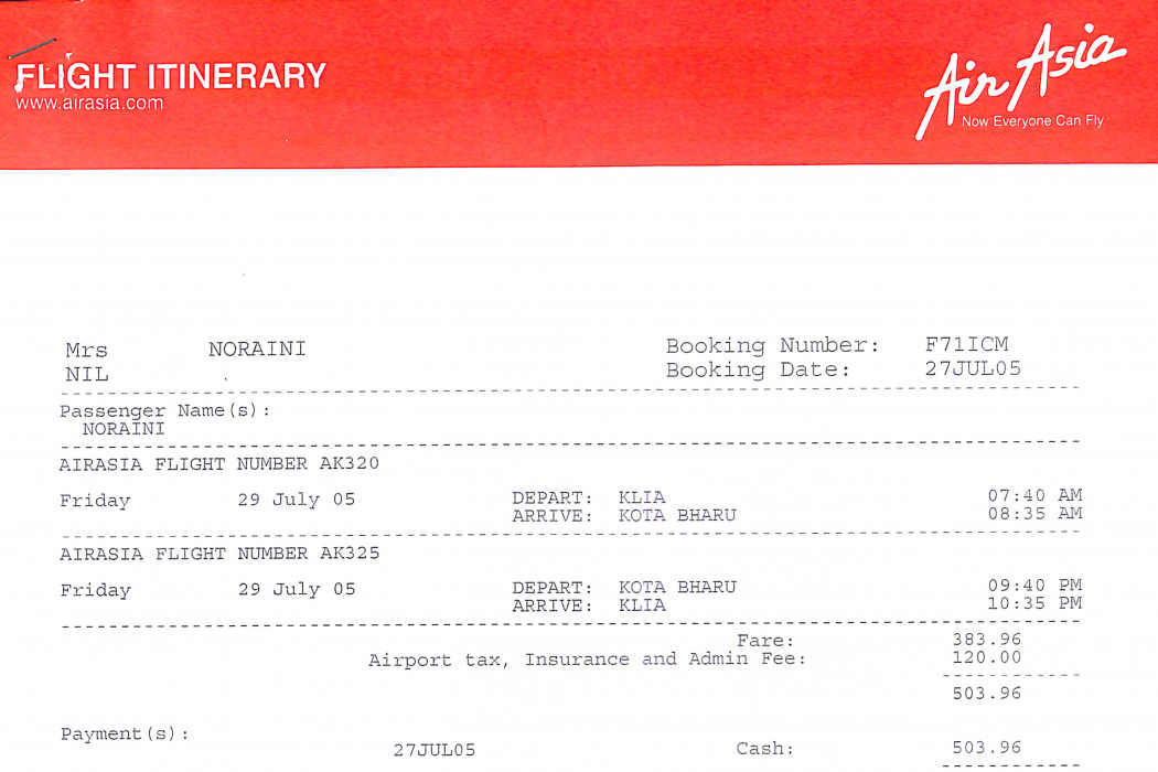 Flight Itinerary Airasia Museum